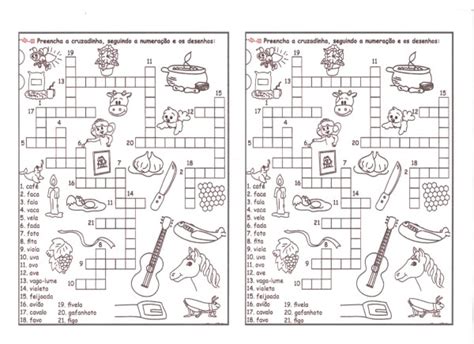 Cruzadinha Com Numeração E Desenhos · Alfabetização Blog