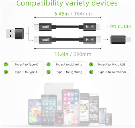 Budi Cable Usb Tipo C Certificado Mfi Y 3 Tipos De Adaptadores Usb