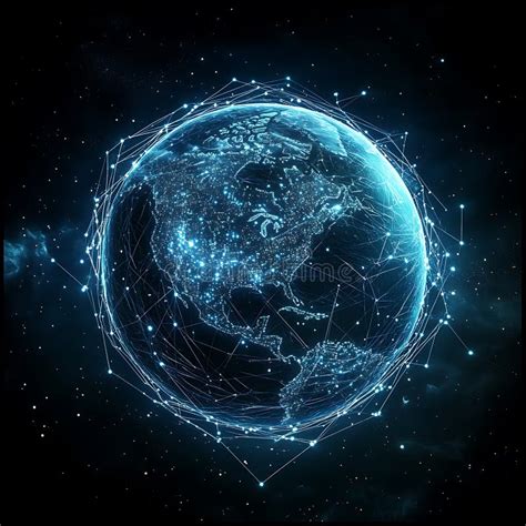 Digital Conceptual Art Representation Of Glowing Planet Earth Showcasing Interconnected