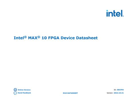 M10 Datasheet 683794 666319z Intel ® Max ® 10 Fpga Device Datasheet