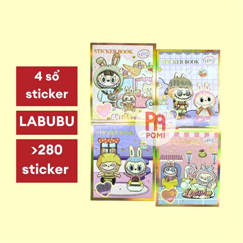 Combo Of 4 280 Piece Labubu Sticker Books Cute Sitcker With Many Decorative Designs For Helmet