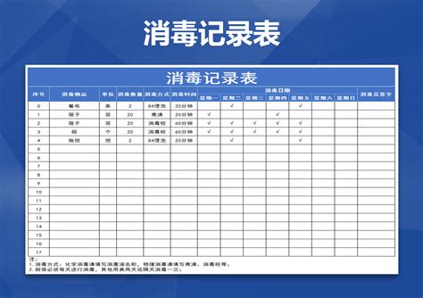 消毒记录登记 excel表格模板免费下载 excel模板下载 模板之家