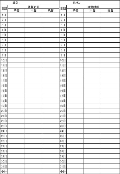 就餐签字表word文档免费下载文档大全