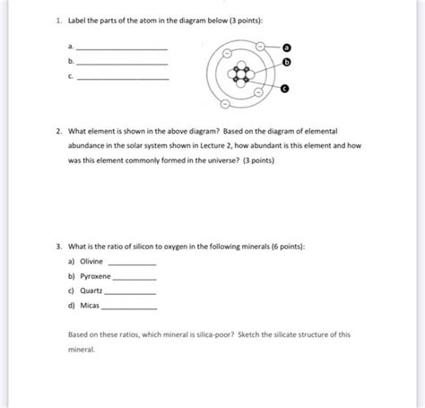 Solved 1 Label The Parts Of The Atom In The Diagram Below Chegg Com