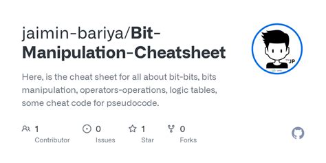 Github Jaimin Bariya Bit Manipulation Cheatsheet Here Is The Cheat Sheet For All About Bit