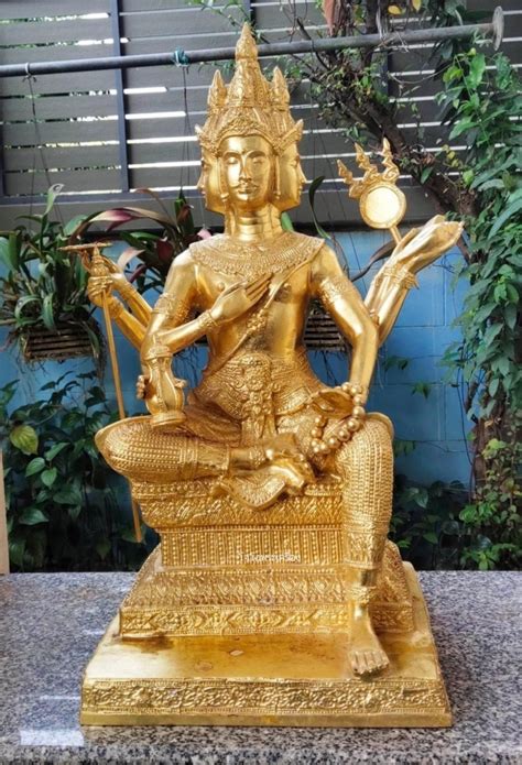 พรหมพิธีหลวงพระพรหมขนาดบูชาเนื้อทองเหลืองชุบทองแท้หนัาตัก9นิ้วสูง22นิ้วใต้ฐานฝังปูนหอมปั๊มยันต