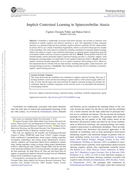 Implicit Contextual Learning I Pdf Cerebellum Brain