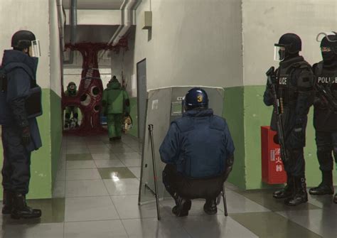 Noinh Original Black Footwear Highres Balaclava Ballistic Shield Black Gloves Body Armor