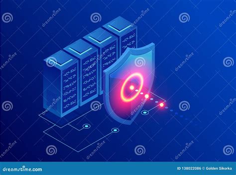 Isometric Protection Network Security And Safe Your Data Concept Web