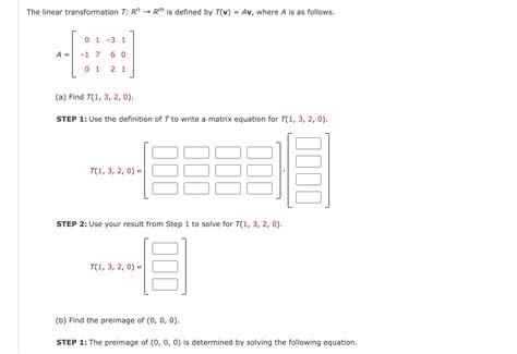 Solved The Linear Transformation T RnRm Is Defined By Chegg