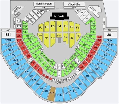 Chase Field Seating Chart With Seat Numbers And Rows