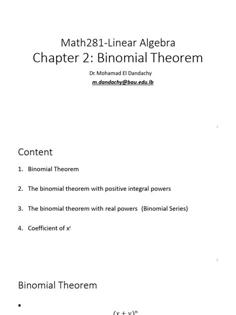 Chapter 2 Binomial Theorem Pdf Combinatorics Mathematical Analysis