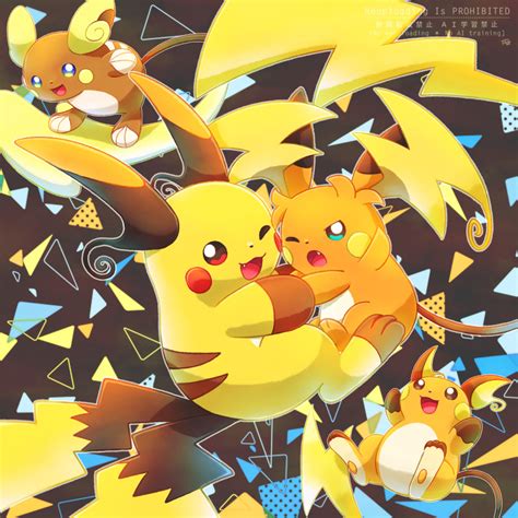 Safebooru Alolan Raichu Blue Eyes Brown Eyes Fang Fangs Highres Mega