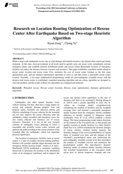 Pdf Research On Location Routing Optimization Of Rescue Center After