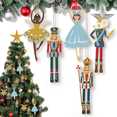 Weysat Christmas Nutcracker Decoration Set Nutcracker Ornaments For Tree Mini Princess Ballet