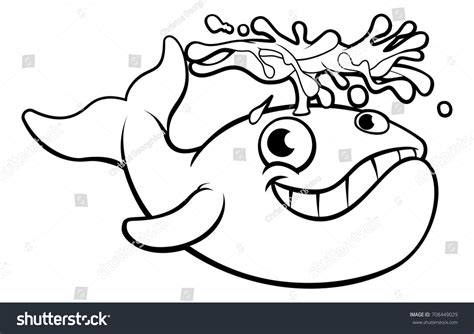 Whale Cartoon Character Squirting Water Blow Vector De Stock Libre De