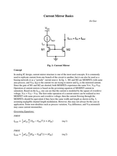 Current Mirror Basics Pdf Mosfet Field Effect Transistor