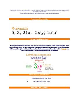 Adding And Subtracting Monomials By Jennifer Maxwell TPT