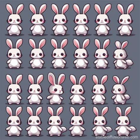 Run Cycle Of A Cute Kawaii Rabbit Spritesheet Prompts Stable