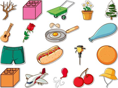 sticker set of mixed daily objects 7498694 vector art at vecteezy