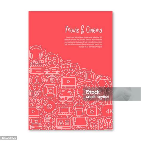 시네마 및 영화 관련 개체 및 요소 손으로 그린 벡터 낙서 일러스트 레이션 컬렉션 포스터 다른 영화와 영화 개체와 커버 템플릿 감독에 대한 스톡 벡터 아트 및 기타 이미지