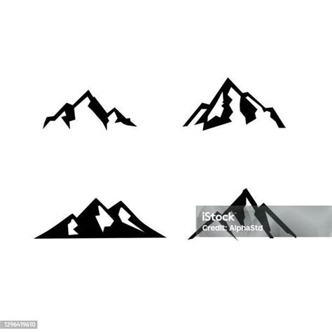세트 컬렉션 마운틴 블랙 로고 아이콘 디자인 벡터 플랫 일러스트 0명에 대한 스톡 벡터 아트 및 기타 이미지 0명 검은색 계절 Istock
