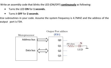 Solved Write An Assembly Code That Blinks The Led Onoff