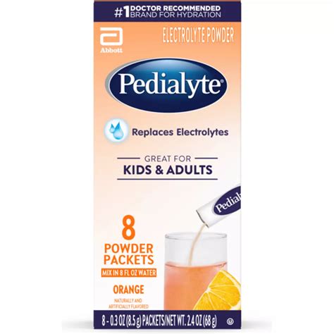 Pedialyte Electrolyte Powder Packs Orange Shop Mixes And Flavor