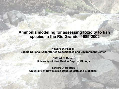 Ppt Ammonia Modeling For Assessing Toxicity To Fish Species In The