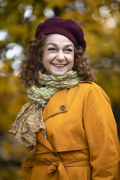 Seasonal Portrait Of A Mature Woman Outdoor Stock Image Image Of