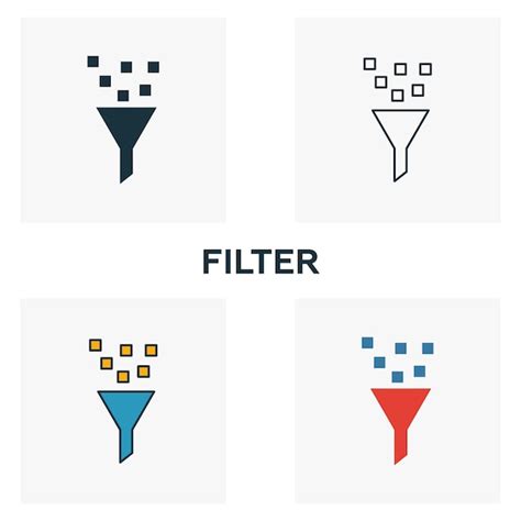 Premium Vector Filter Icon Set Four Elements In Diferent Styles From Big Data Icons Collection