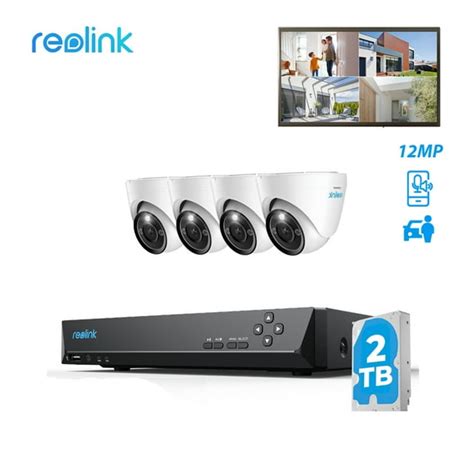 Reolink 8ch 12mp Poe Security Camera System 4pcs H 265 Surveillance Ip Cameras Wired In 12
