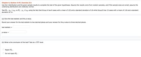 Solved Chapter 6 Section 4 HT Exercise 211 Use The Chegg Com