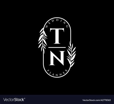 Tn Initials Letter Wedding Monogram Logos Vector Image