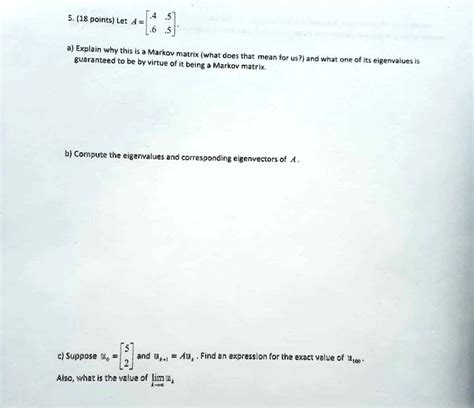 solved 5 18 points let 4 a explain why this markov gueranteed t0