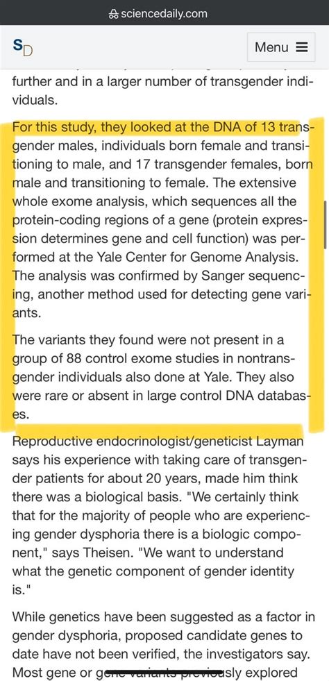 An Article Explaining The Biological Basis For Sex Dysphoria Link In Comments R Transmedical