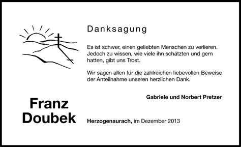 Traueranzeigen Von Franz Doubek Trauernnde