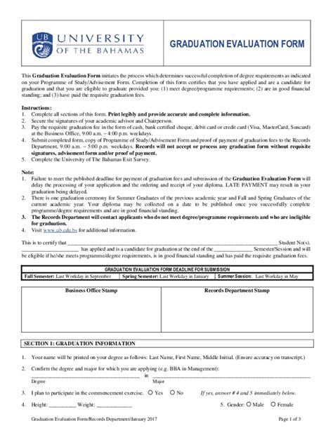 Fillable Online Graduation Evaluation Form Fax Email Print Pdffiller