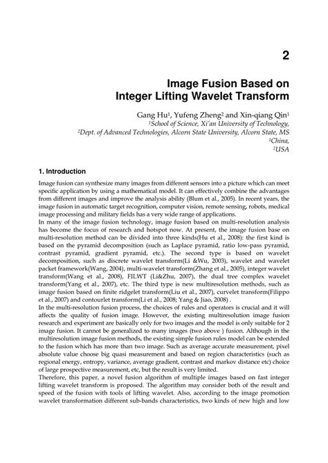 Pdf Image Fusion Based On Integer Lifting Wavelet Transform