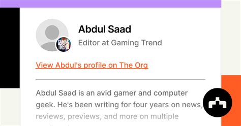 Abdul Saad Editor At Gaming Trend The Org