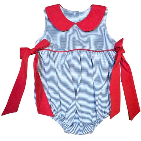 Navy Stripe Bubble With Red Bows Pitterpattercarolinesaiken