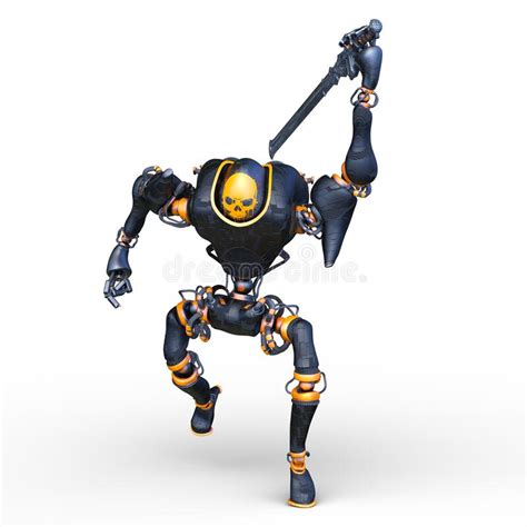 3d Rendering Of A Battle Robot Stock Illustration Illustration Of