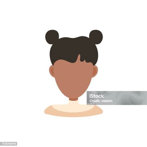 여성 사용자 아바타 프로필 사진 아이콘입니다 흰색 바탕에 평면 디자인 사람 문자에 고립 된 벡터 일러스트 레이 션 머리 롤빵을