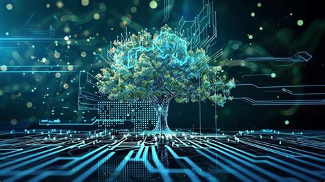 Big Data Tree Growing From Futuristic Circuit Board Stock Footage Video Of Analysis Circuit