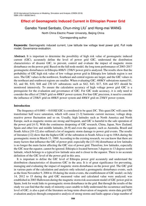 Pdf Effect Of Geomagnetic Induced Current In Ethiopian Power Grid