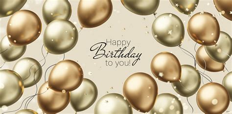 텍스트와 반짝이 색종이와 밝은 배경에 현실적인 황금 공기 풍선3d 생일 수평 그림 풍선아름다운 휴일 템플릿 디자인 고무에 대한 스톡 사진 및 기타 이미지 Istock