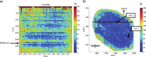 the nrms difference calculated between the two seismic volumes using a