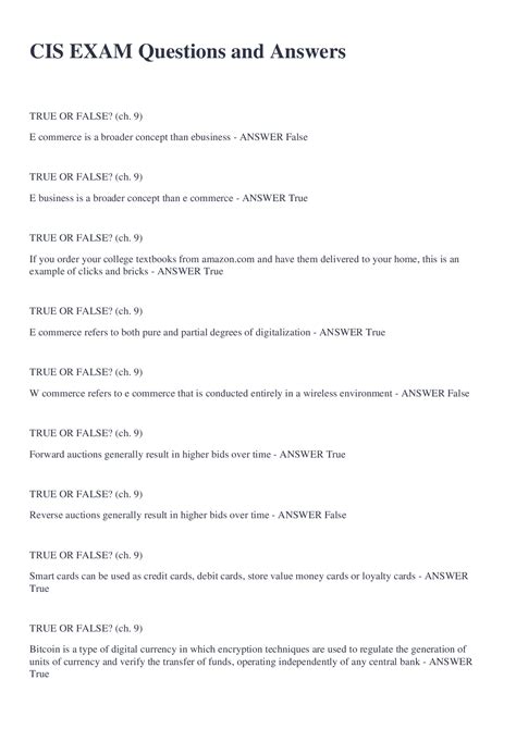 CIS EXAM Questions And Answers Browsegrades