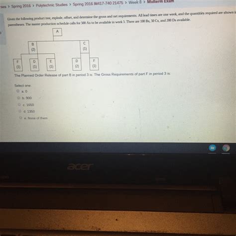 Solved Given The Following Product Tree Explode Offset