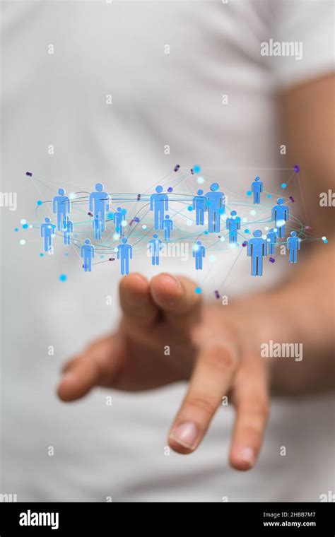 Abstract Illustration Of A Sphere Network Structure And A Man On The
